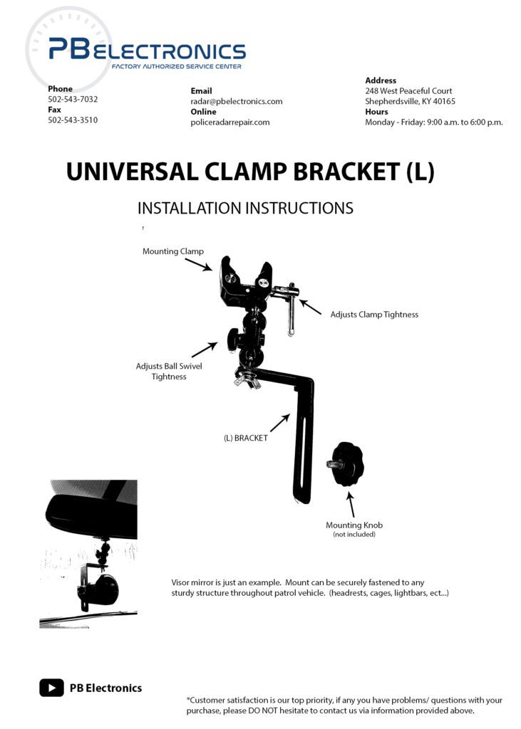 Clamp-on Antenna Bracket with L - PB Electronics